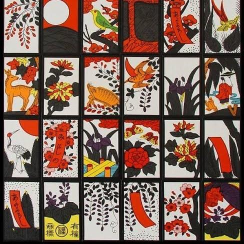 Vintage Hanafuda Japanese Playing Cards Nintendo Complete Set 48pcs ...