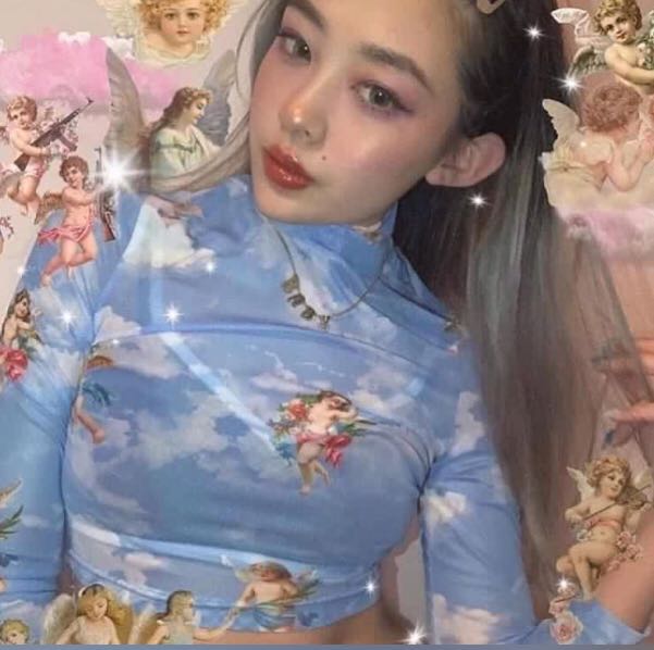 Y2K Cherub Mesh Top, Women's Fashion, Tops, Longsleeves on Carousell