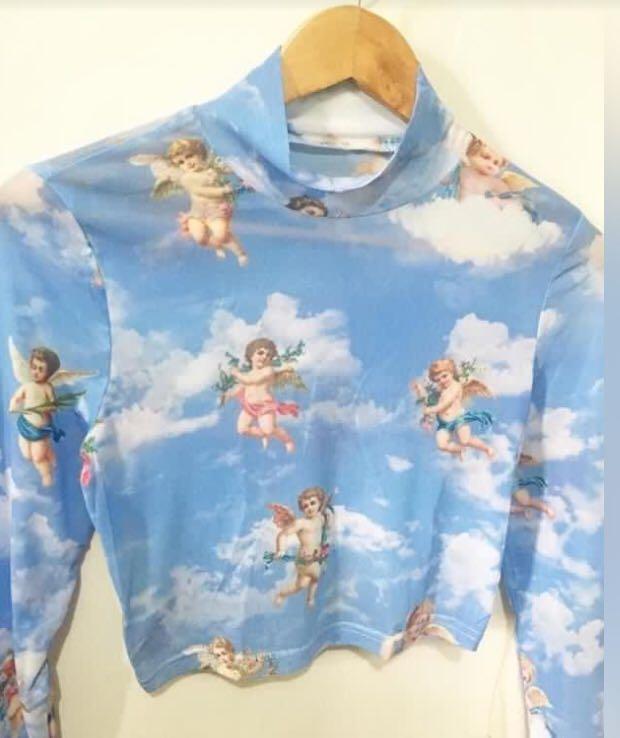 Y2K Cherub Mesh Top, Women's Fashion, Tops, Longsleeves on Carousell