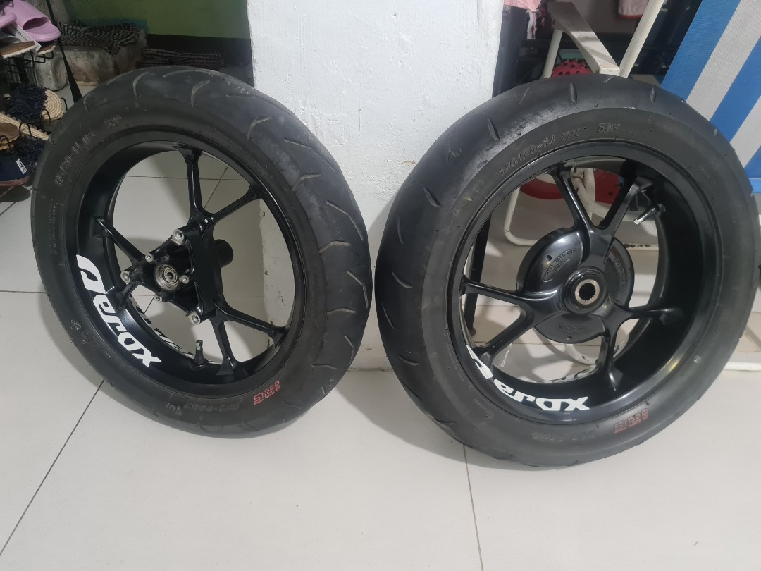 Yamaha Aerox mags and tires, Motorbikes, Motorbike Parts & Accessories ...