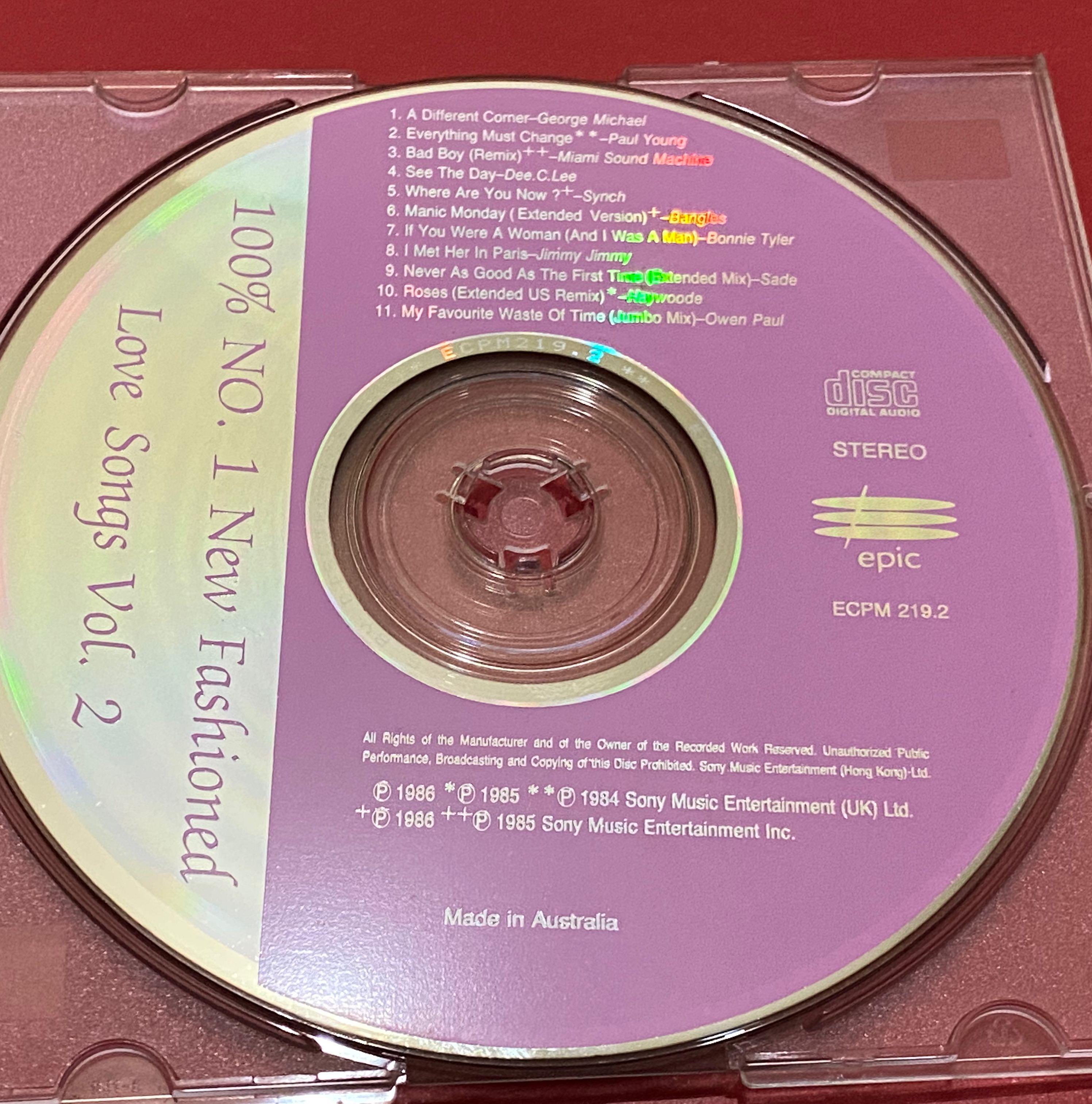 100% No. 1 New Fashioned Love Songs Vol. 2 （裸碟）1991年舊澳洲版冇ifpi, 興趣及遊戲, 收藏品及紀念品, 明星周邊 - Carousell