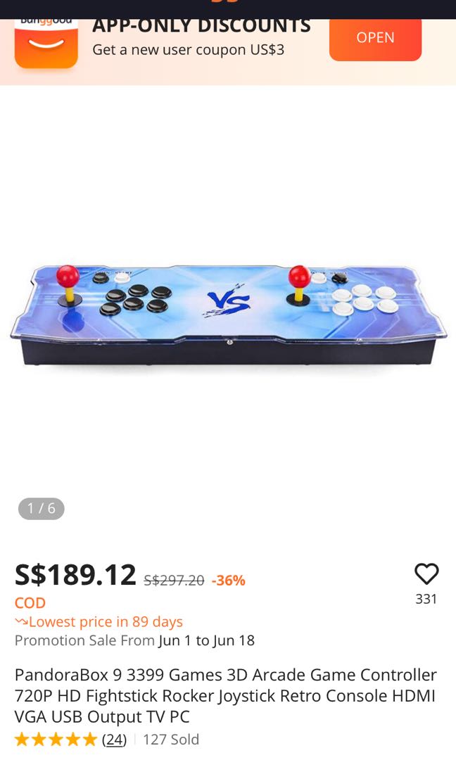 20% off PandoraBox 9 3399 Games 3D Arcade Game Controller 720P HD ...