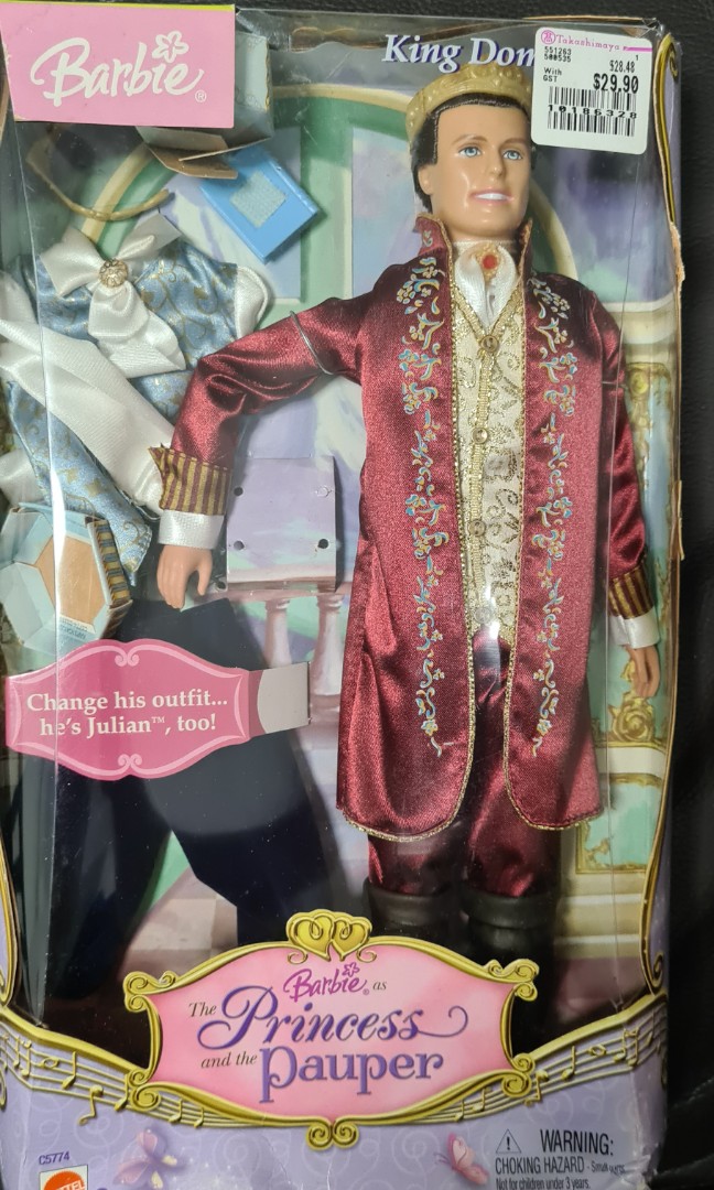 BNIB Barbie Doll Princess and the Pauper King Dominic Princr, Hobbies ...