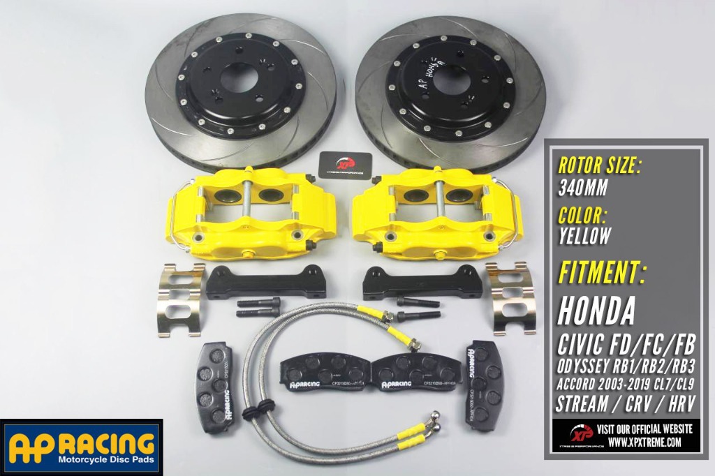 BRAKE AP RACING SET 4 POT 340MM HONDA CIVC FD FB FC ODYSSEY RB1 RB2 RB3 ...