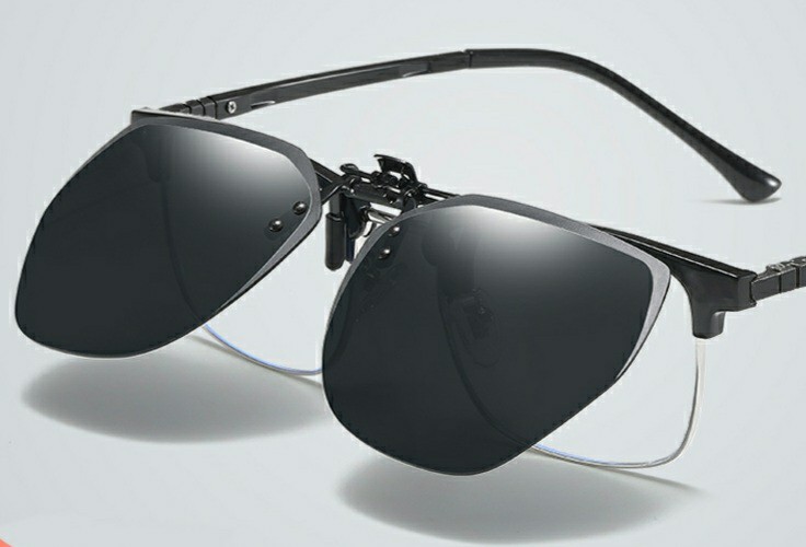 Clip-on Sun shades for glasses. Anti- UVA HD TAC polarized Unisex for ...