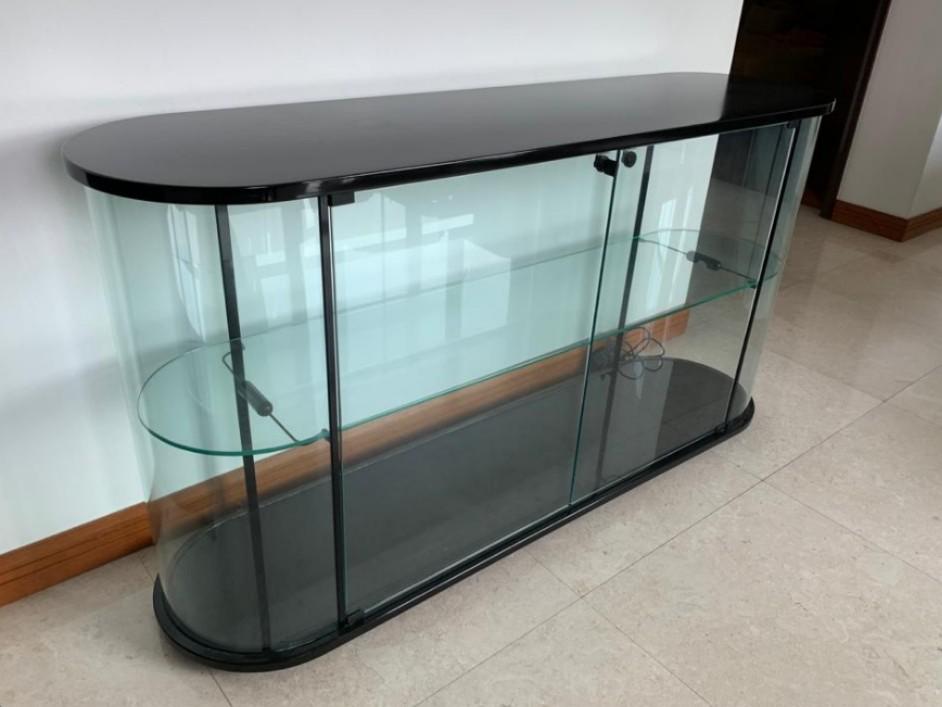 Stylish Curved Glass Display Cabinet, Furniture & Home Living ...