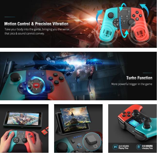 Gamory Wireless Controller for Nintendo Switch,Wireless Pro Controller ...