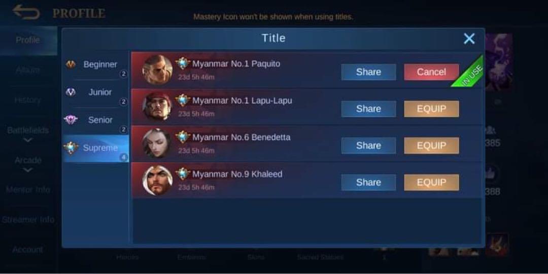 High points and MMR Offlane/Fighter MLBB Account, Video Gaming, Gaming ...