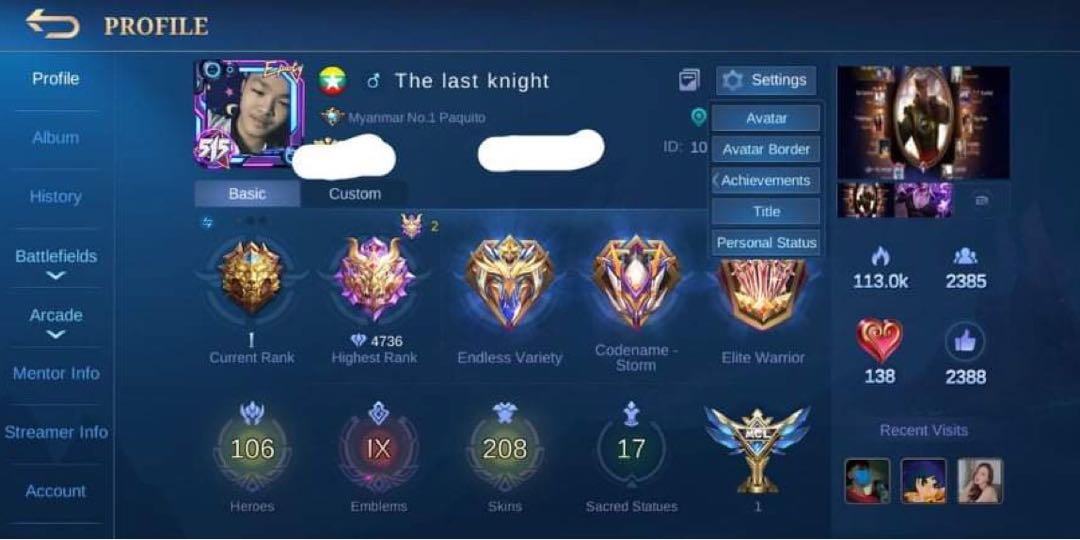 High points and MMR Offlane/Fighter MLBB Account, Video Gaming, Gaming ...