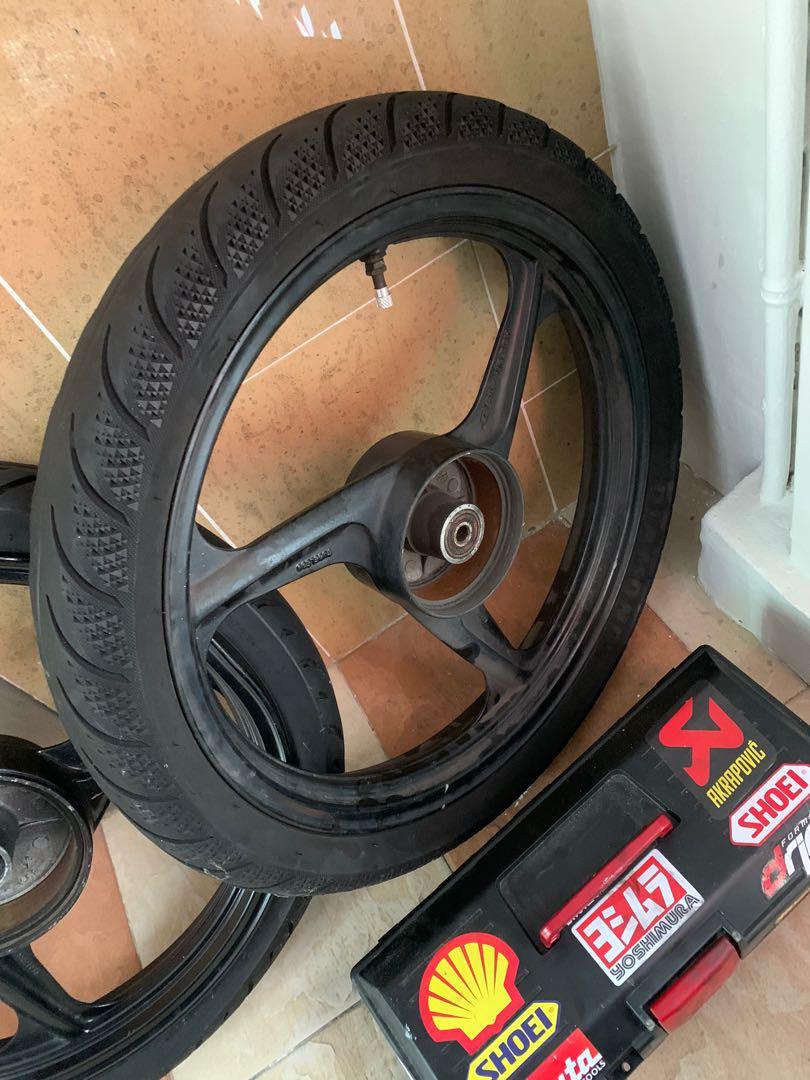 HONDA WAVE REAR RIM WITH BEARINGS N TYRE, Motorcycles, Motorcycle ...