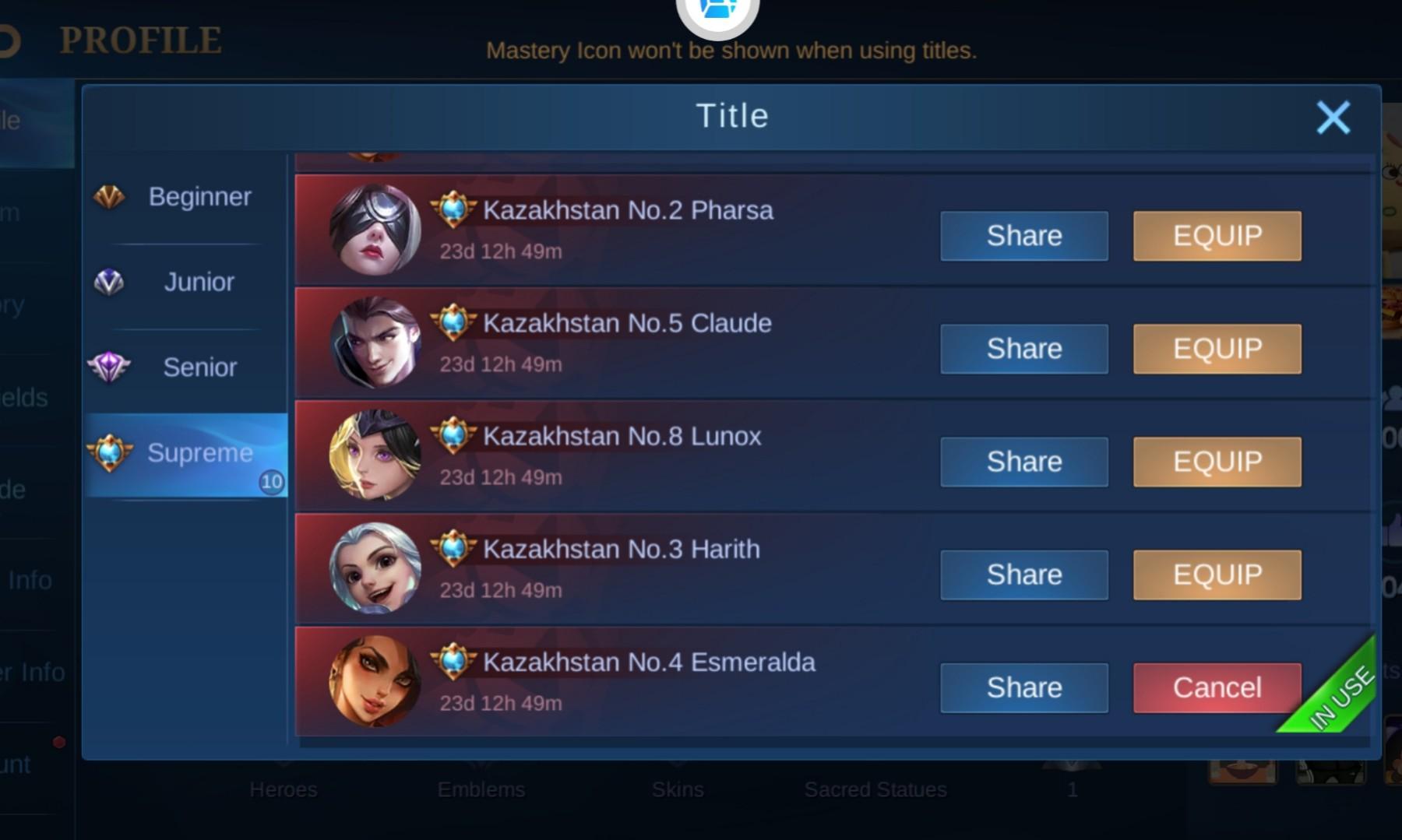 Mobile Legend Pro Player Account with hide history function, Video ...