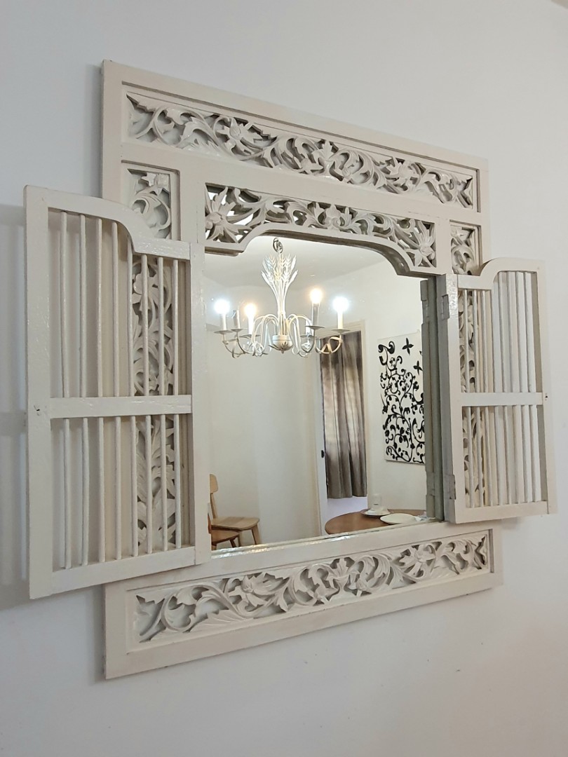 Rustic Balinese / Peranakan Window Wooden mirror, Furniture & Home ...