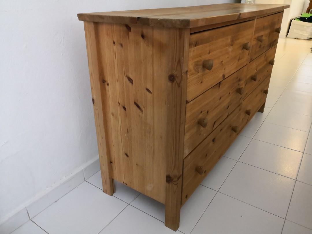 Solid Pine Wood Double Chester Drawers, Furniture & Home Living ...