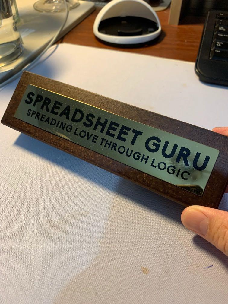 “SPREADSHEET GURU Spreading Love Through Logic” Desktop Nametag, Furniture & Home Living, Home ...