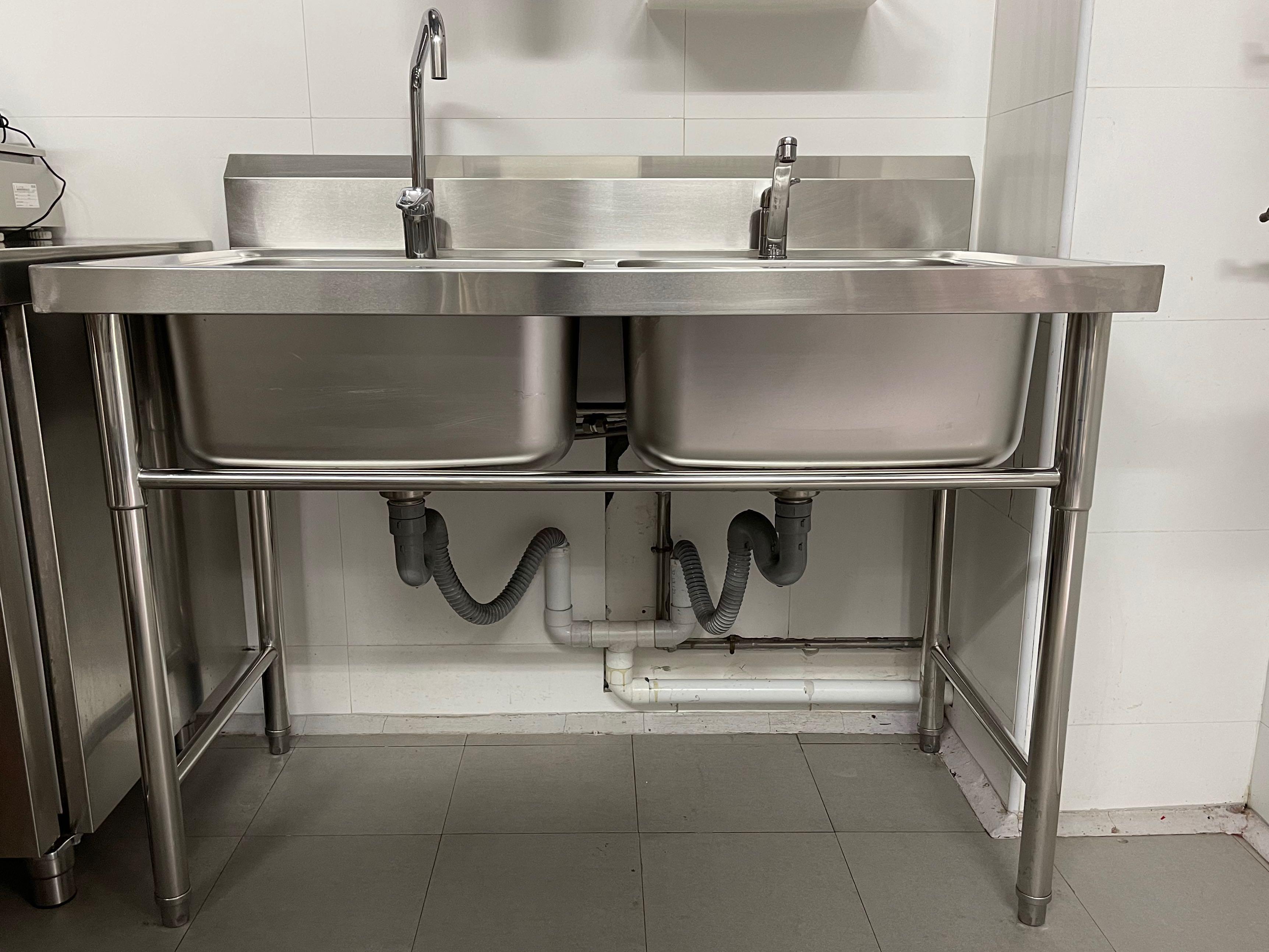 Steel Double Bowl Sink (Taps included), Furniture & Home Living ...