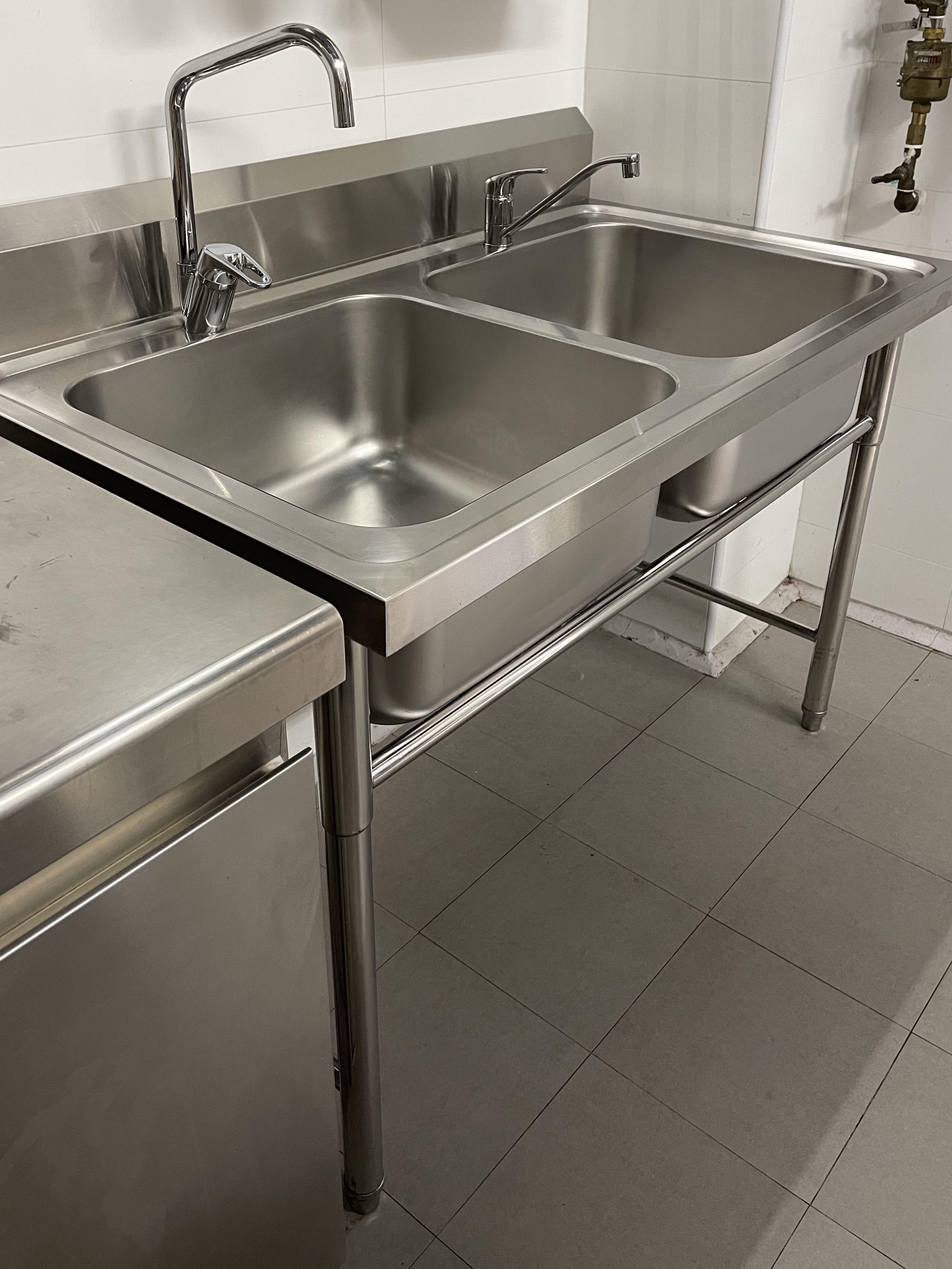 Steel Double Bowl Sink (Taps included), Furniture & Home Living ...