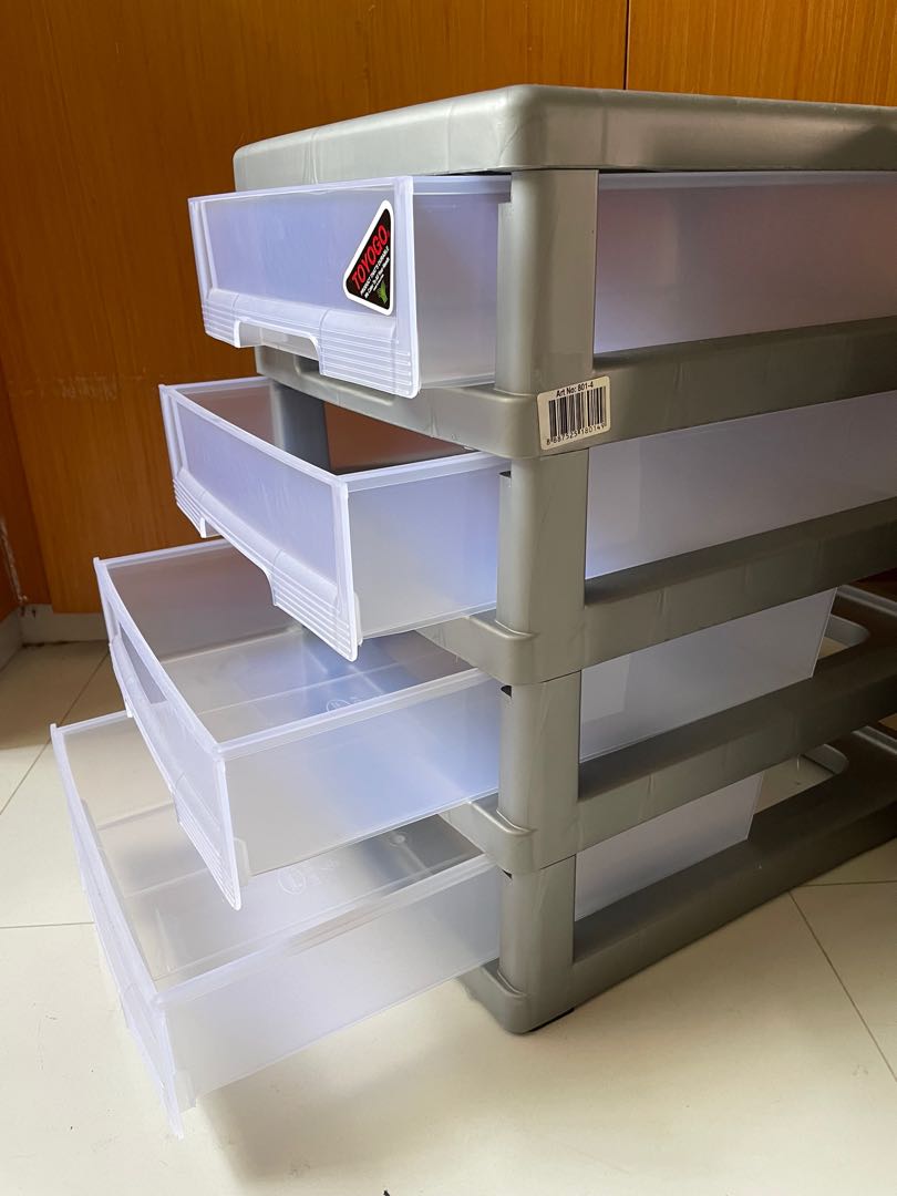 Toyogo shelving unit with 4 tier plastic drawers, Furniture & Home ...