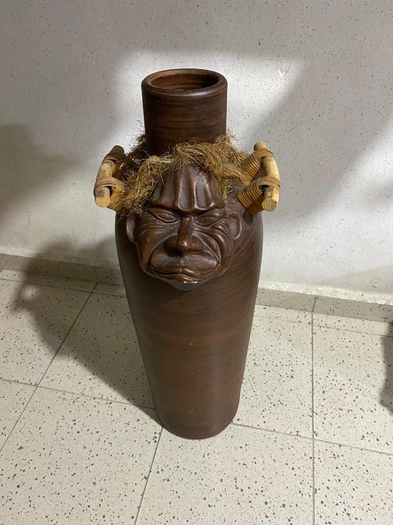 Tribal Ape Faced Clay Vase, Furniture & Home Living, Home Decor, Vases ...