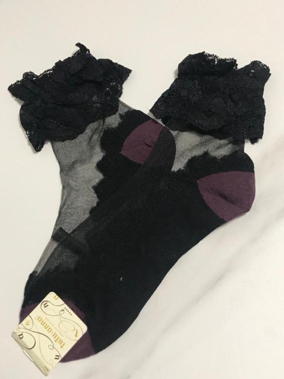 特價夏天到啦，又系水晶絲上場！日本tutu anna Black lace fancy socks (JP size: 22 - 24 cm ...