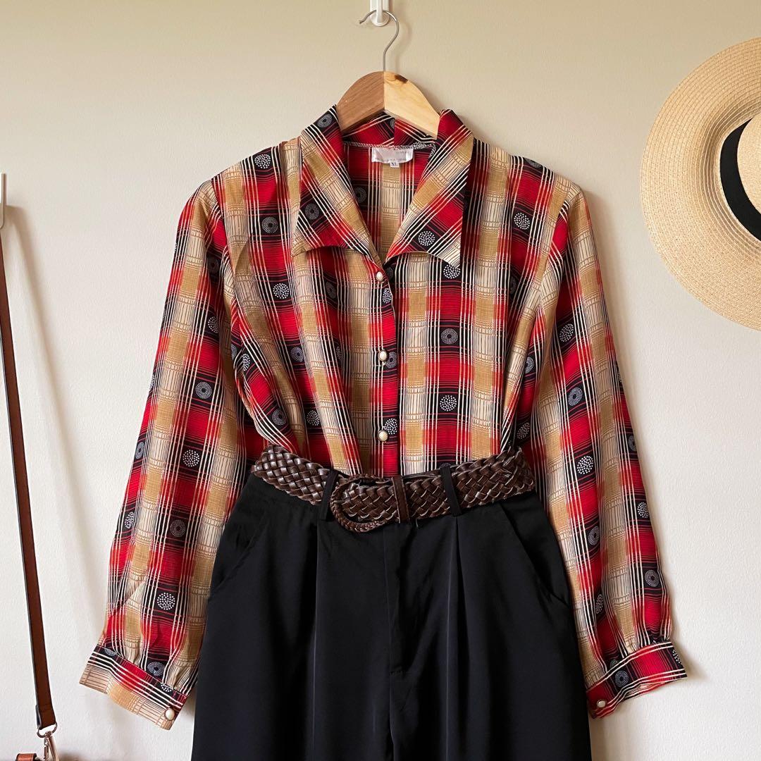 Vintage 70’s Japanese Retro Geometric Op Art Pattern Shirt, Women's ...