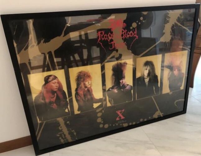X Japan Rose & Blood tour poster in frame, Everything Else on Carousell