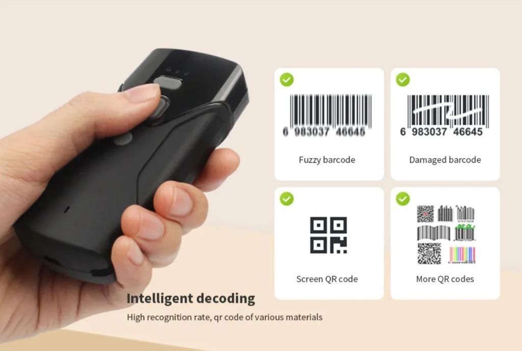 2D QR Wireless Barcode Scanner BT & 2.4G Wireless Connection Portable ...