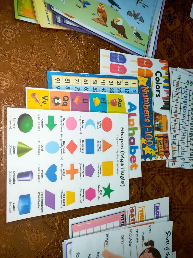 Laminated Charts for Kids A4 Size(Abc,Number,Shape,Color,Animals,Parts ...