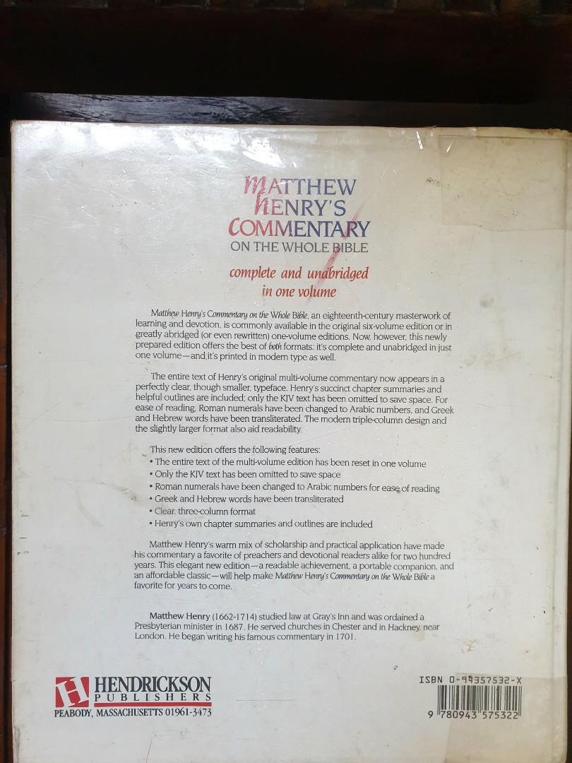Matthew Henry's Commentary, Hobbies & Toys, Books & Magazines, Religion ...