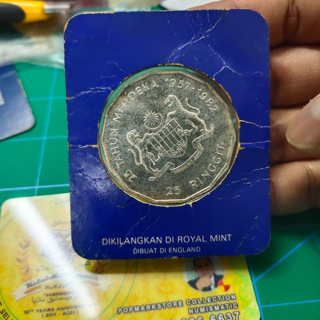 Rm25 Perak 1982 Sempena 25 Tahun Merdeka, Hobbies & Toys, Collectibles ...