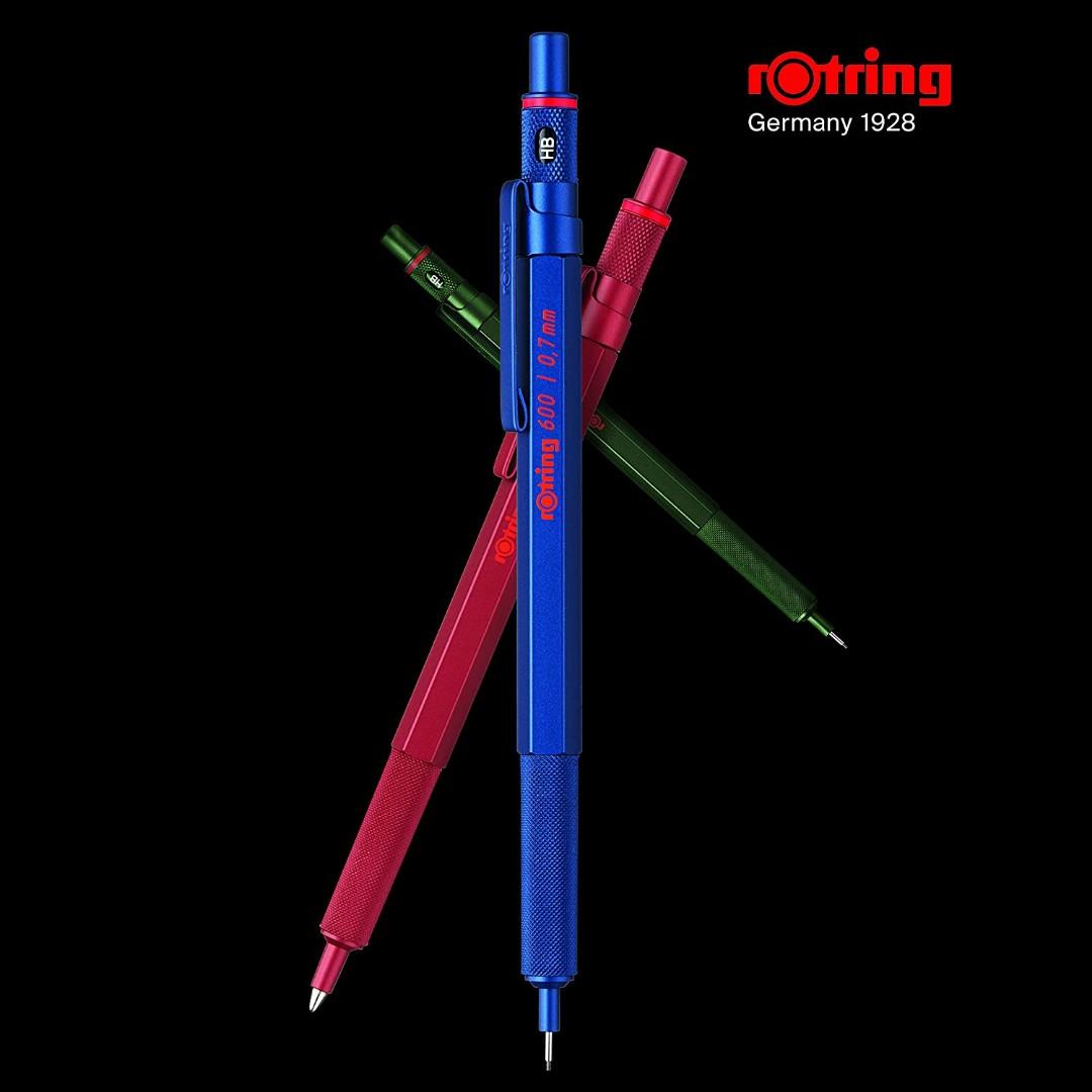 Rotring 600 Retractable Ballpoint Pen or 0.5mm, 0.7mm Mechanical Pencil ...