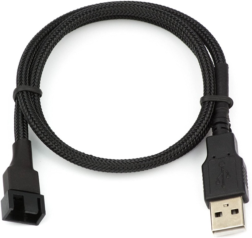 USB to 3/4-Pin PWM 5V USB Sleeved Fan Power Adapter Cable, Computers ...