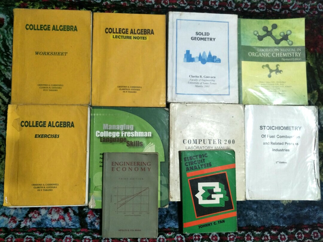 UST College books Algebra, Stoichiometry, Solid Geometry, Managing ...