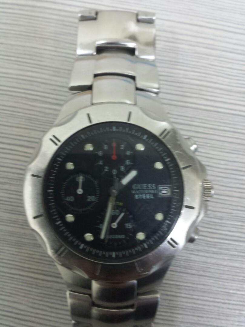 MEN GUESS'WATERPRO' TITANIUM 10ATM (117009G1) CHRONOGRAPH WRIST WATCH ...