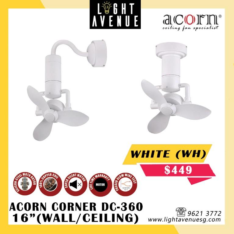 Acorn DC-360 Corner/Ceiling Fan, Furniture & Home Living, Lighting ...