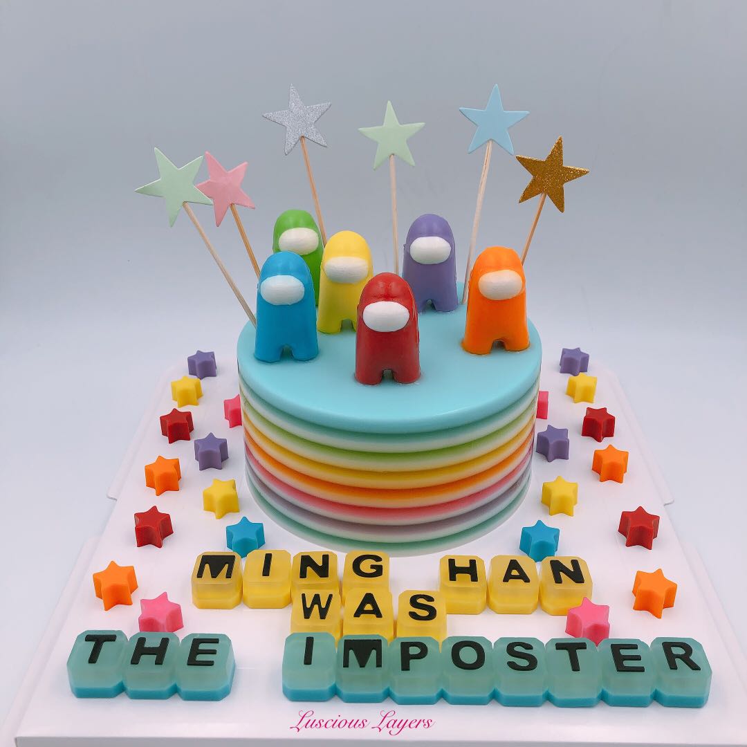 Among us imposter jelly cake, Food & Drinks, Homemade Bakes on Carousell