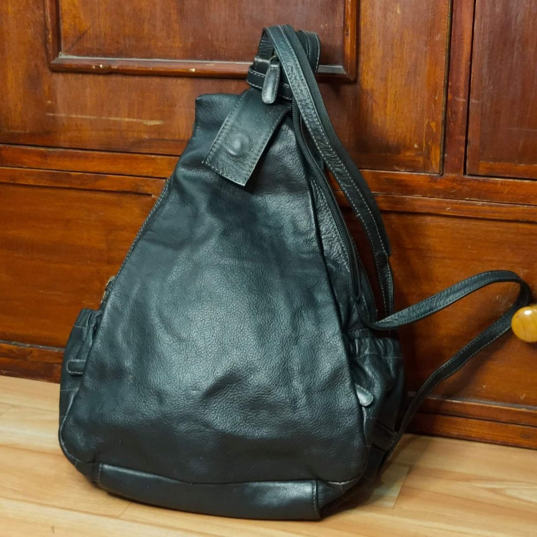 CHARRO Black Leather Backpack, Women's Fashion, Bags & Wallets ...