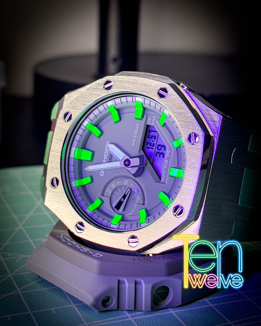 Casio G-Shock GA2100 GA2110 GA-2100 GA-2110 Custom UV Glow Fluorescent ...
