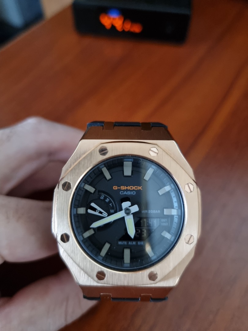 Casioak rose gold mod, Men's Fashion, Watches & Accessories, Watches on ...