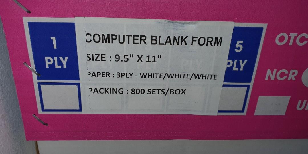Computer Form 3-Ply all White NCR Paper, Hobbies & Toys, Stationery ...
