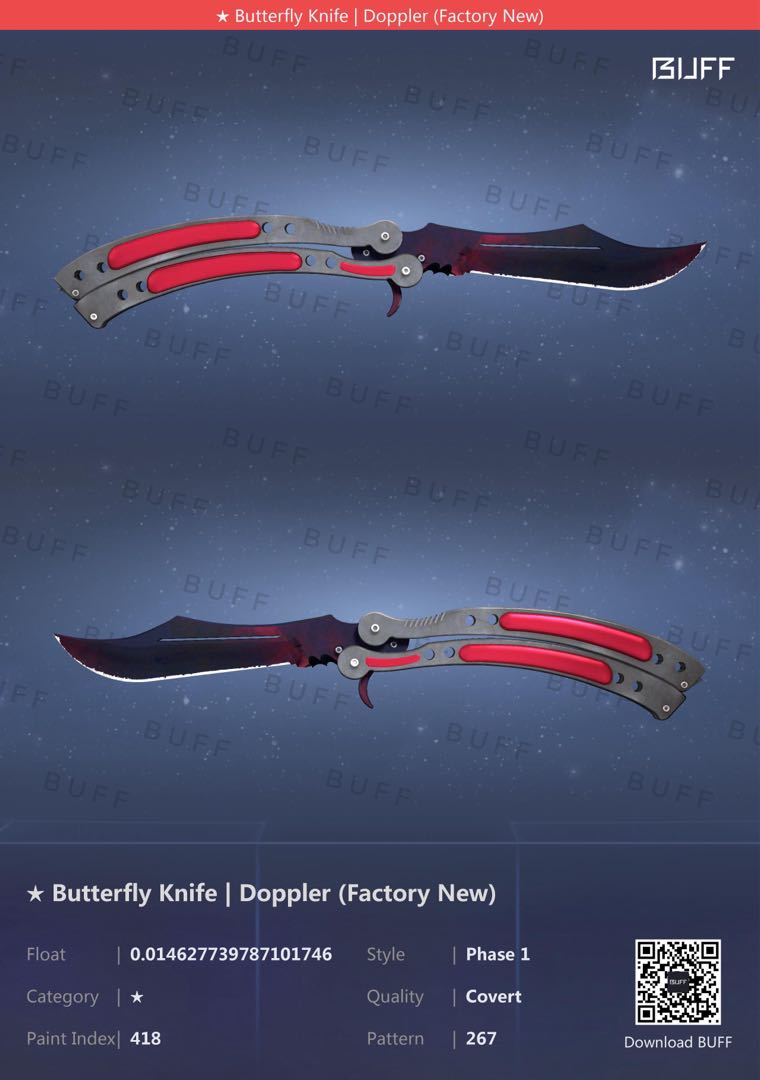 CSGO butterfly doppler Phase 1 0.01, Video Gaming, Gaming Accessories ...