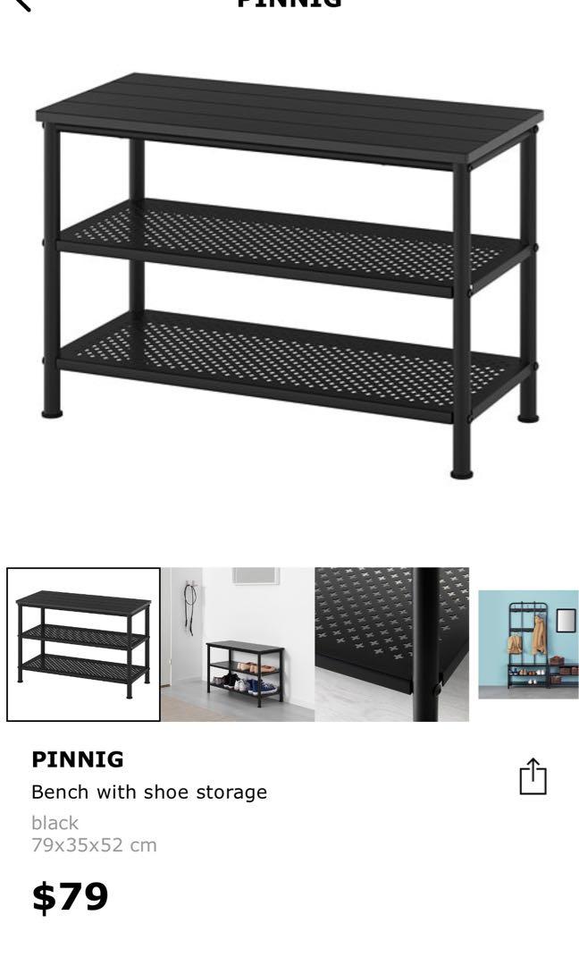 IKEA PINNIG Bench with Shoe Storage, Furniture & Home Living, Furniture ...