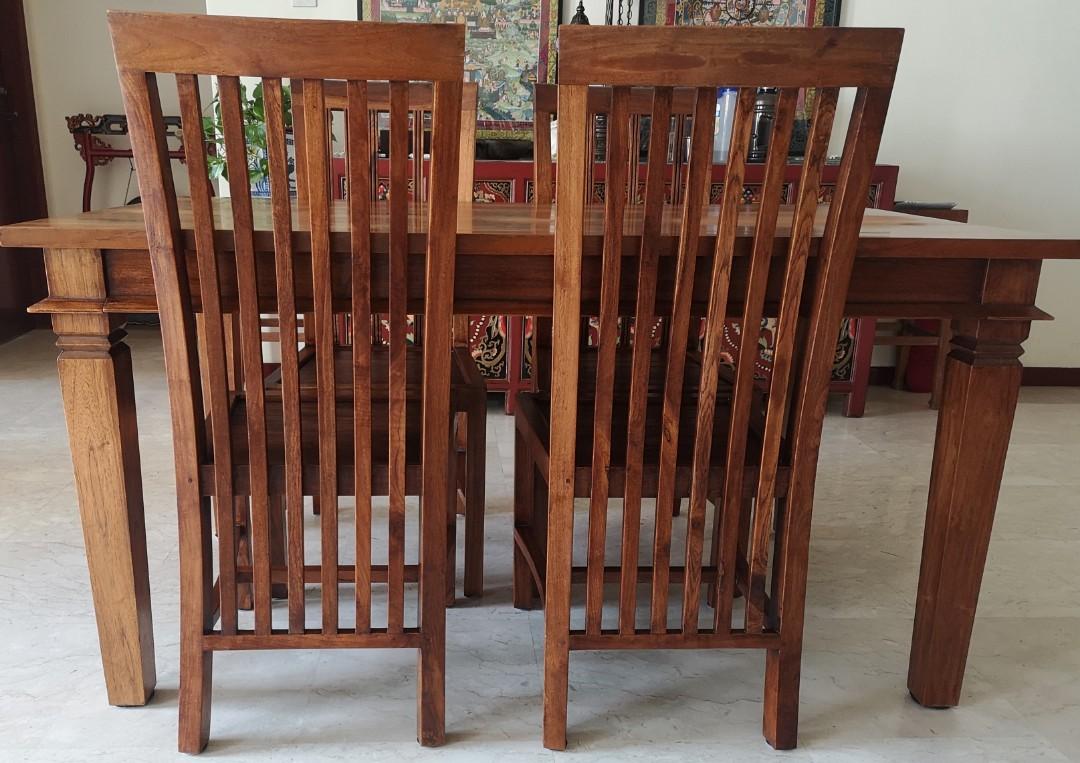 Indonesian Teak Dining table set with 4 chairs, Furniture & Home Living ...