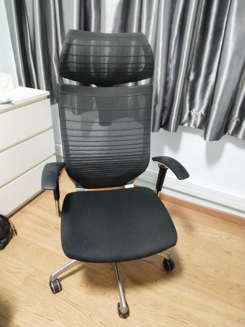 Okamura Baron office chair with headrest, Furniture & Home Living ...