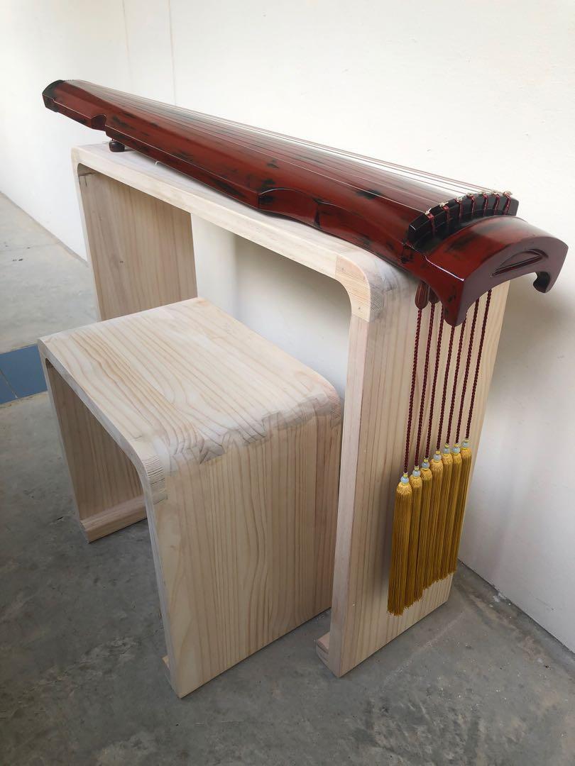 Pine wood guqin table stool 松木古琴桌椅, Furniture & Home Living, Furniture ...
