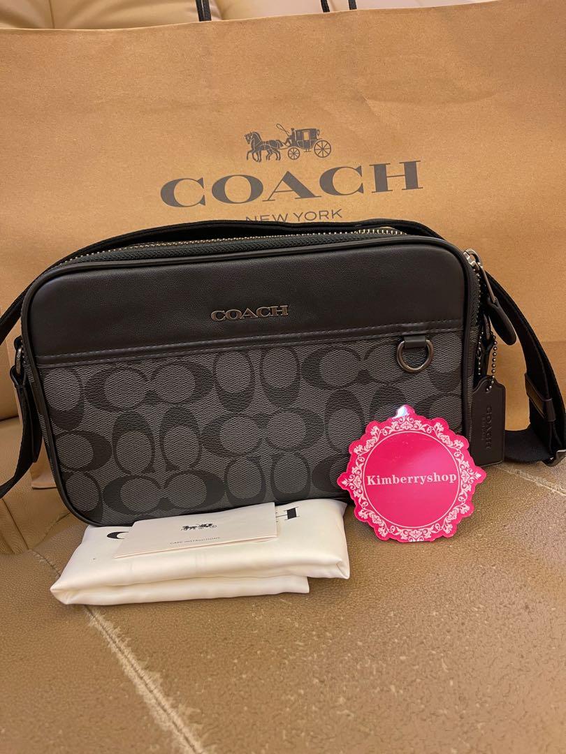 Ready stock authentic coach 4149 men double graham in signature canvas ...