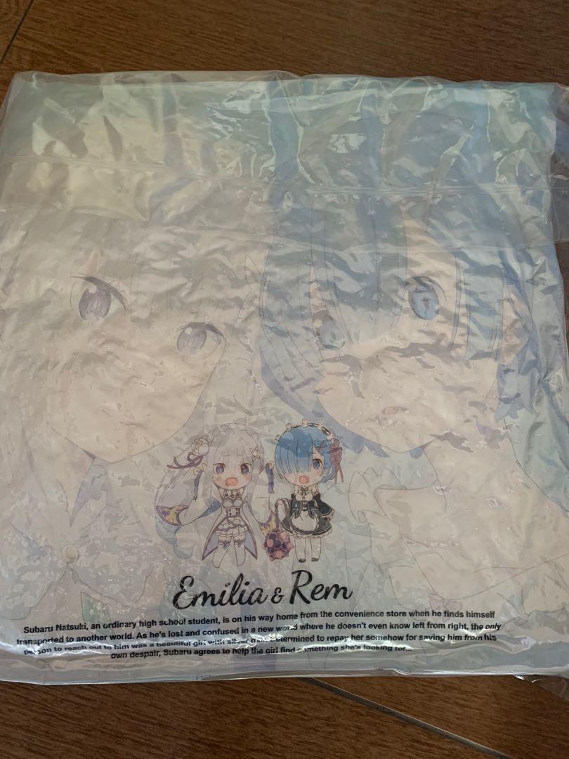 ReZero - Rem & Emilia Pillow [45cmx45cm], Hobbies & Toys, Memorabilia ...