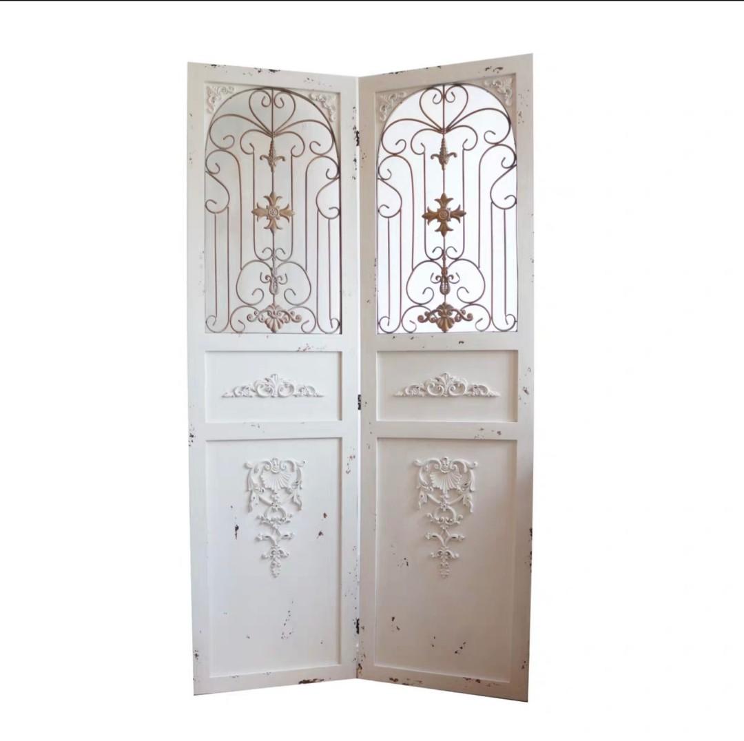 Antique Divider White English Style metal iron Folding door besi kayu ...