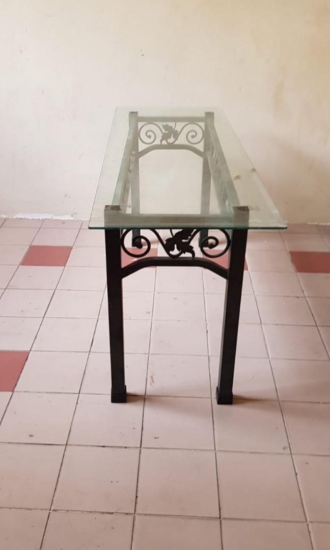 FAST DEAL! Glass top iron frame table, Furniture & Home Living ...
