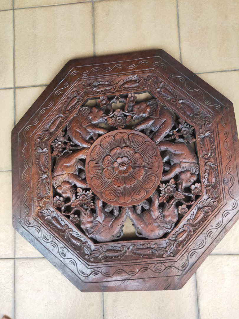 Hand carved wood table top, Furniture & Home Living, Furniture, Other ...