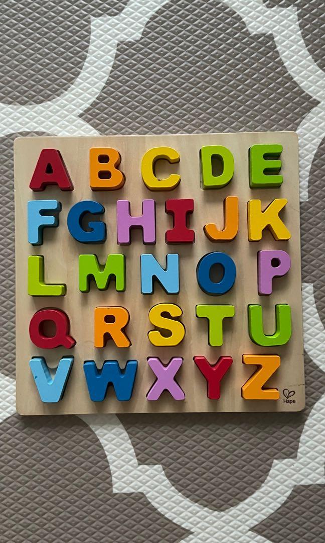 Hape Wooden Alphabet Puzzle, Babies & Kids, Infant Playtime on Carousell